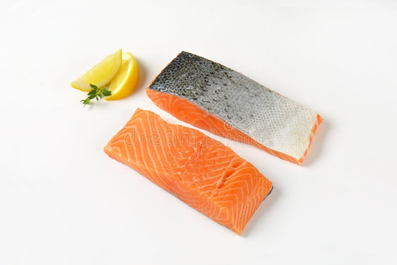 Raw salmon fillets stock photo. Image of healthy, piece - 61369372