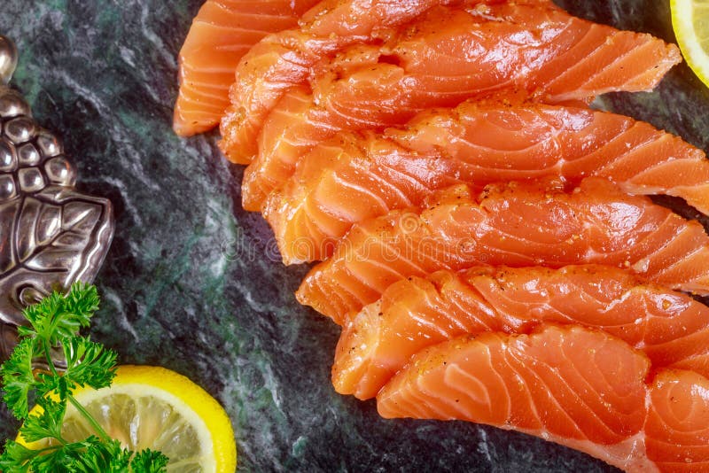 Raw Salmon with Marble Plate Background Stock Photo - Image of fillet ...