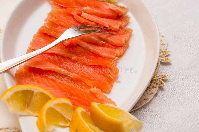 Raw salmon on plate stock photo. Image of seafood, cook - 24657124