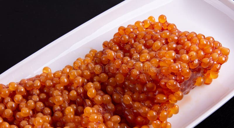 Raw Salmon Roe with Membranes Prepared for Curing. Stock Photo - Image ...