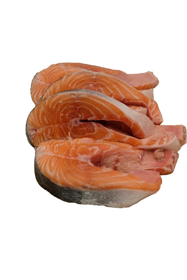 Raw Salmon Steaks. Fish Portion. Several Fresh Salmon Steaks. Stock ...