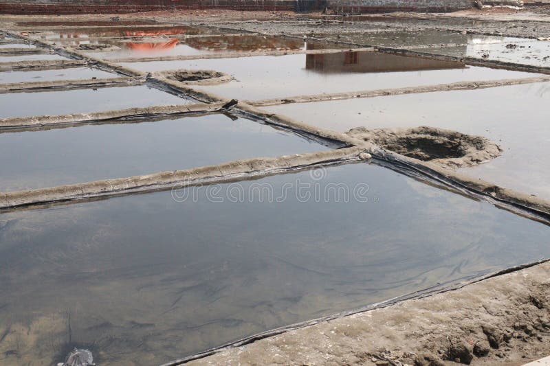 Raw Salt Farm Plot with Water and Polythene Bed Stock Image - Image of ...