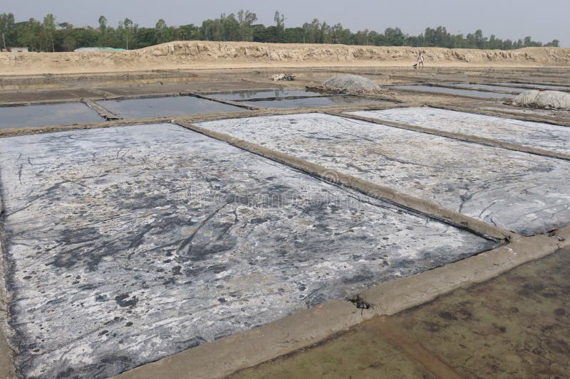 Raw Salt Farm Plot with Water and Polythene Bed Stock Image - Image of ...