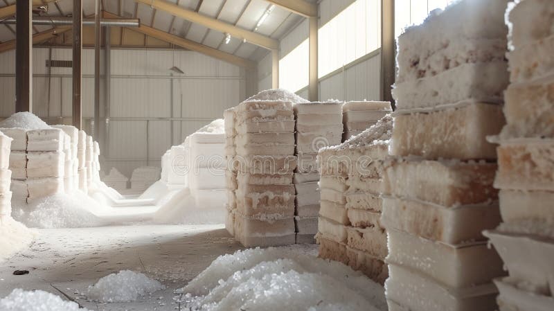 Raw Salt Piles in Industrial Salt Plant Stock Illustration ...