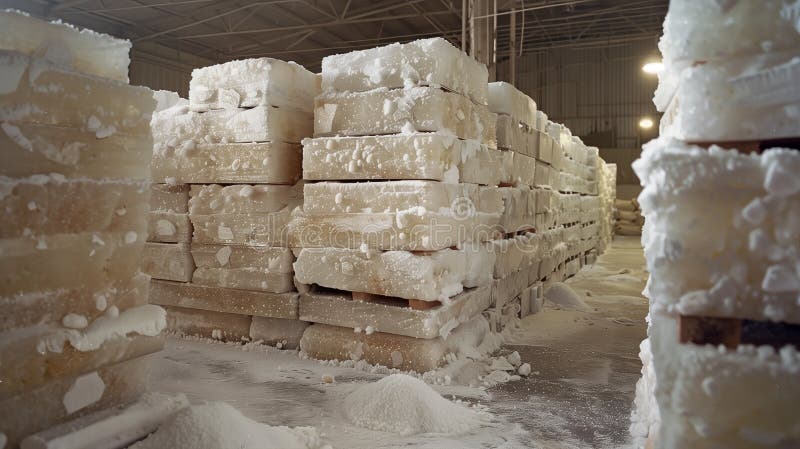 Raw Salt Piles in Industrial Salt Plant Stock Illustration ...