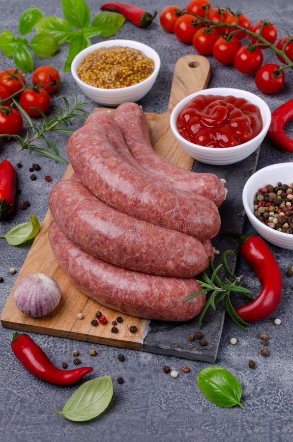 Raw Sausage in a Shell of Intestines Stock Photo - Image of horse, beef ...