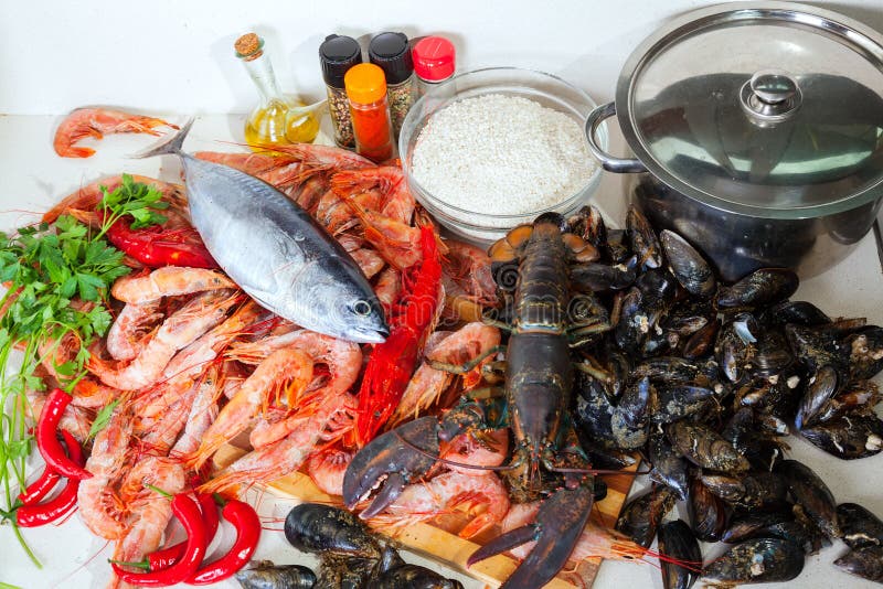 Raw sea food specialties stock image. Image of domestic - 32306655