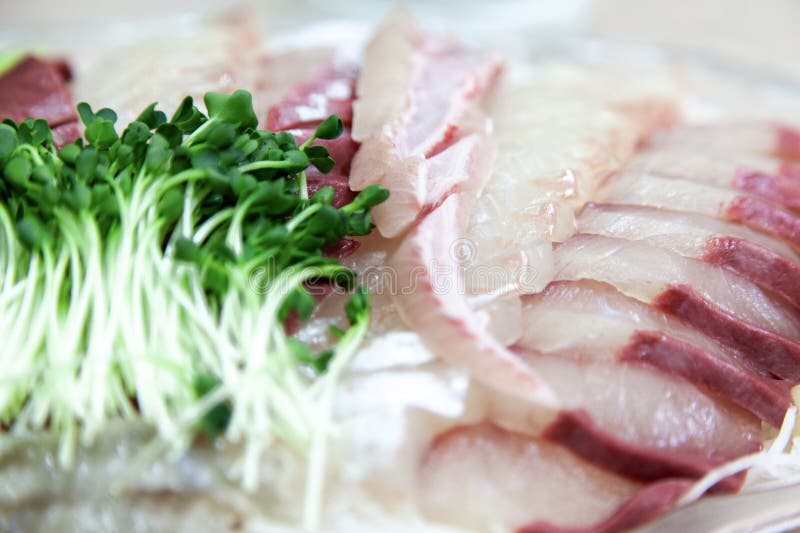 The Sashimi of Yellowtail Fish on the Plate Stock Photo - Image of ...
