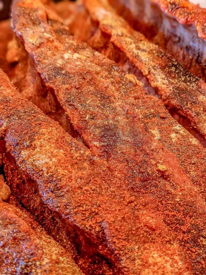 Raw Seasoned Bbq Ribs Ready for Cooking Stock Image - Image of grill ...