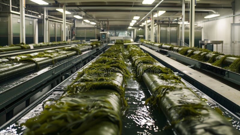 Raw Seaweed in Alginate Processing Plant Green and Brown Colors Stock ...
