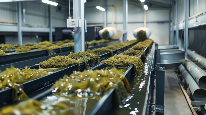 Raw Seaweed in Alginate Processing Plant Green and Brown Colors Stock ...