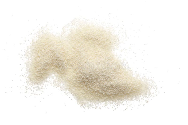 Raw Semolina Isolated on White Background. Top View Stock Photo - Image ...