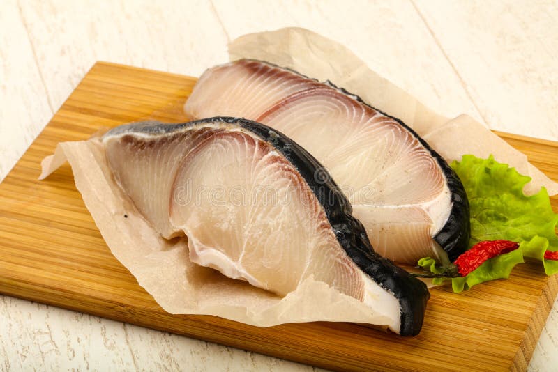 Raw shark steak stock image. Image of fillet, gourmet - 135453263