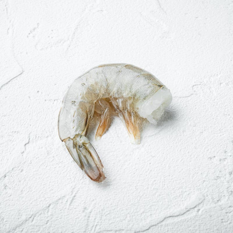 Raw Shell on King Prawns, on White Stone Surface, Top View Flat Lay ...