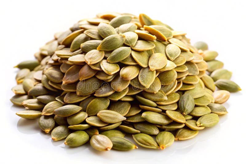 Raw Shelled Pumpkin Seeds on White Background Stock Illustration ...