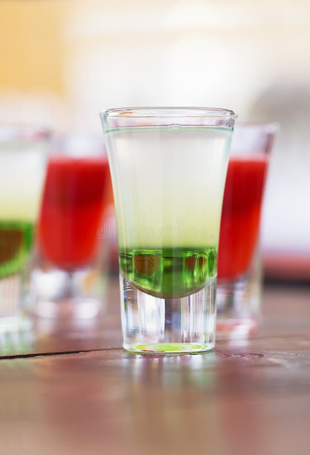 Raw of shot drinks stock photo. Image of reflection, cold - 71401880