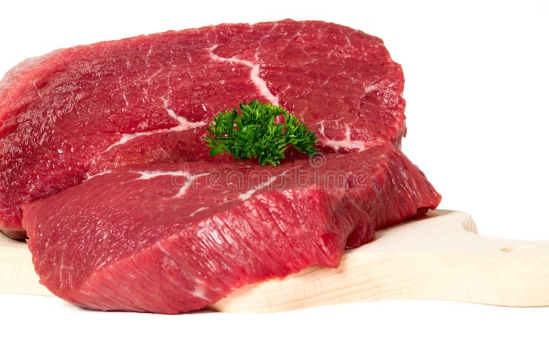 Raw Sliced Meat on Cutting Board Stock Photo - Image of sirloin, slice ...