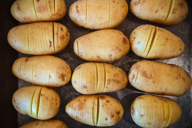 Raw Sliced Potatoes Food on Baking Tray Stock Image - Image of frame ...