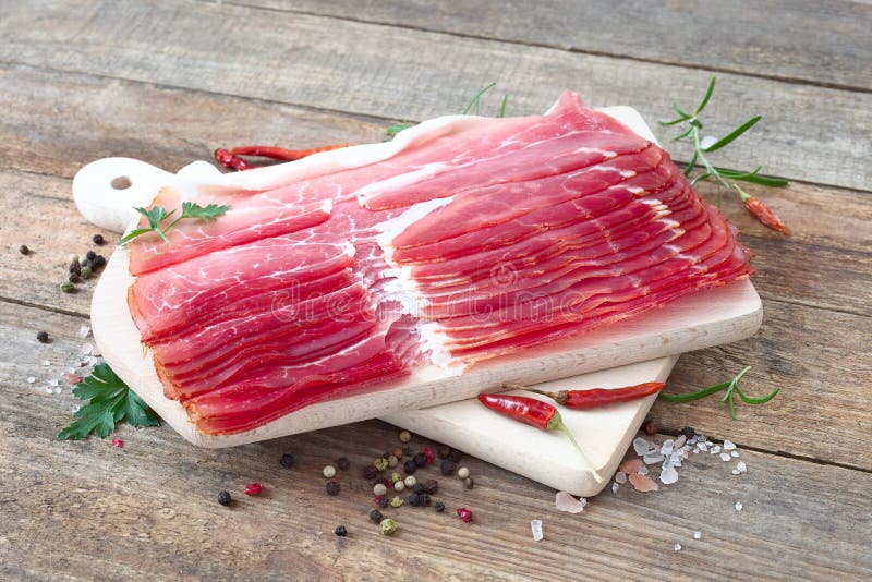 Raw ham stock photo. Image of wooden, diet, spices, mead - 130393602