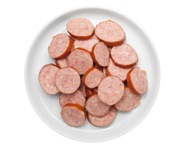 Raw smoked sausage slices stock photo. Image of pork - 20761824