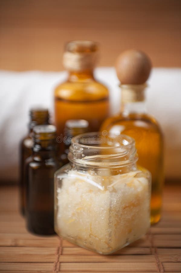 Raw Soap, Oils and Natural Peeling Cream Stock Image - Image of health ...