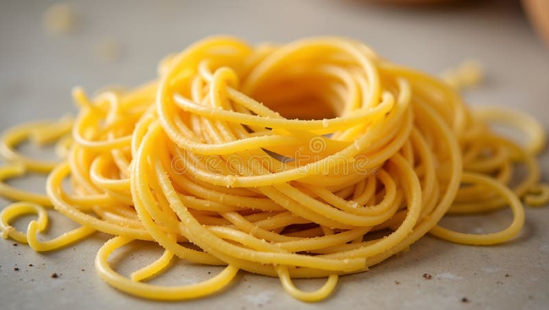 Raw Spaghetti Noodles in a Tight Loop on Kitchen Counter Stock ...