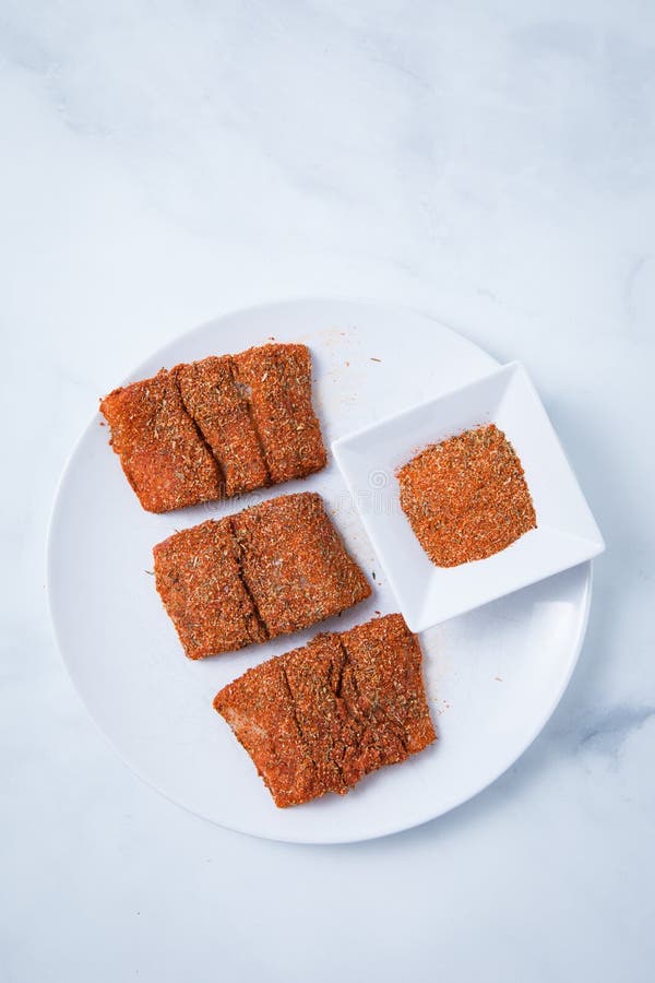 Raw Spiced Cod stock photo. Image of herbs, ingredient - 142888516