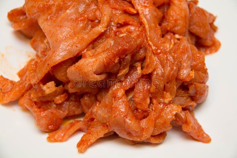 Raw Spicy Pickled Chicken Slice Stock Photo - Image of poultry, chicken ...