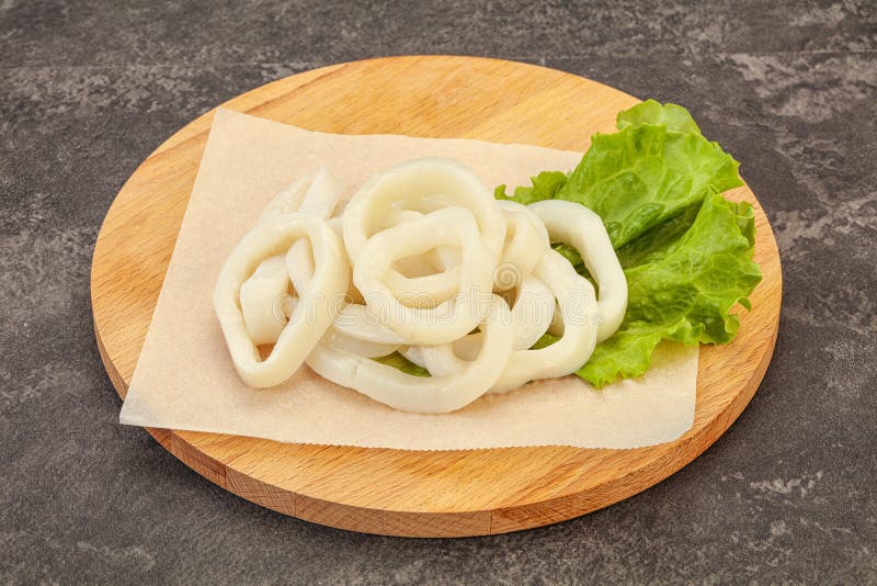 Raw Squid Rings for Cooking Stock Image - Image of plate, isolated ...