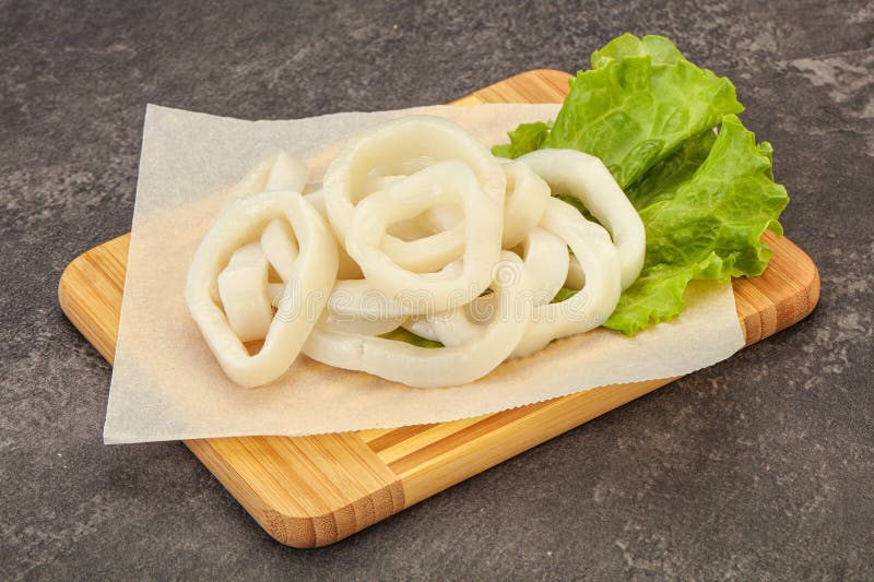 Raw Squid Rings for Cooking Stock Image - Image of product, garlic ...