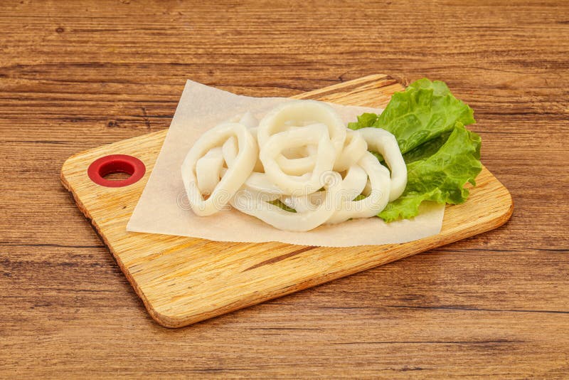 Raw Squid Rings for Cooking Stock Photo - Image of seafood, white ...