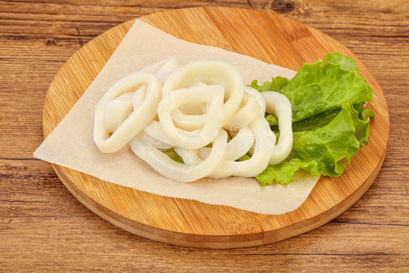 Raw Squid Rings for Cooking Stock Photo - Image of parsley, cooking ...