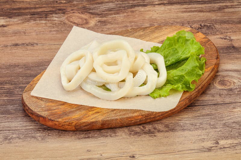 Raw Squid Rings for Cooking Stock Photo - Image of garlic, calamari ...