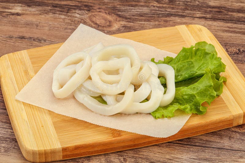 Raw Squid Rings for Cooking Stock Image - Image of product, garlic ...