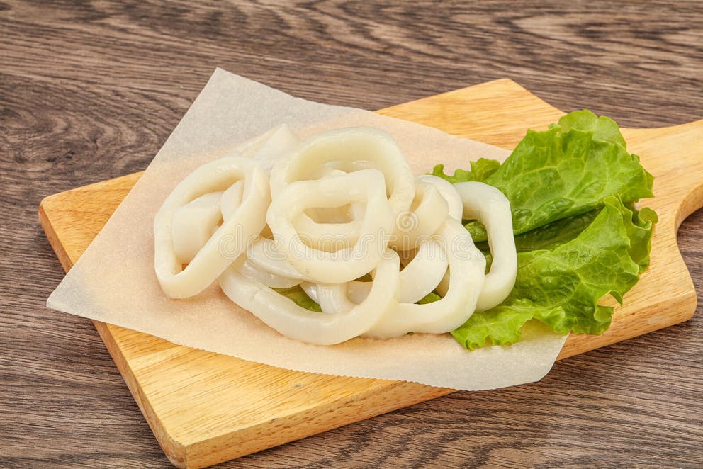 Raw Squid Rings for Cooking Stock Image - Image of horizontal, seafood ...