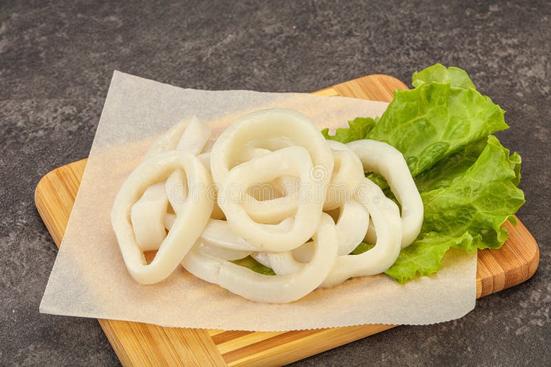 Raw Squid Rings for Cooking Stock Photo - Image of plate, pile: 208905988