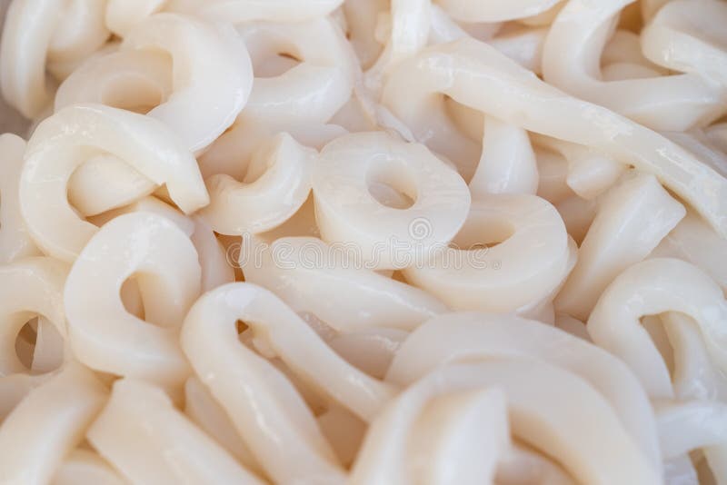 Raw Squid Rings Thawed Close Up Stock Photo - Image of isolated, meal ...