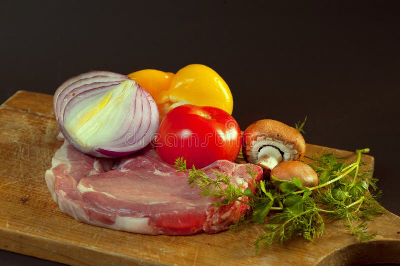 Raw Steak with Vegetables stock photo. Image of fennel - 37659342