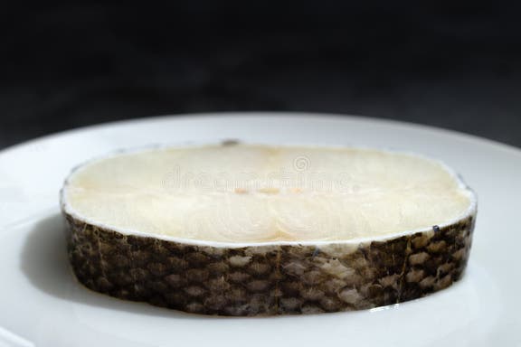 Raw Steak of Black Cod Closeup View Stock Image - Image of fillet ...