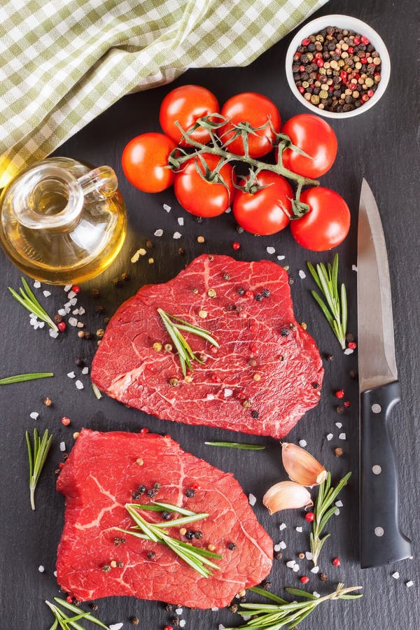 Raw Steak with Cooking Ingridients Stock Image - Image of gourmet ...