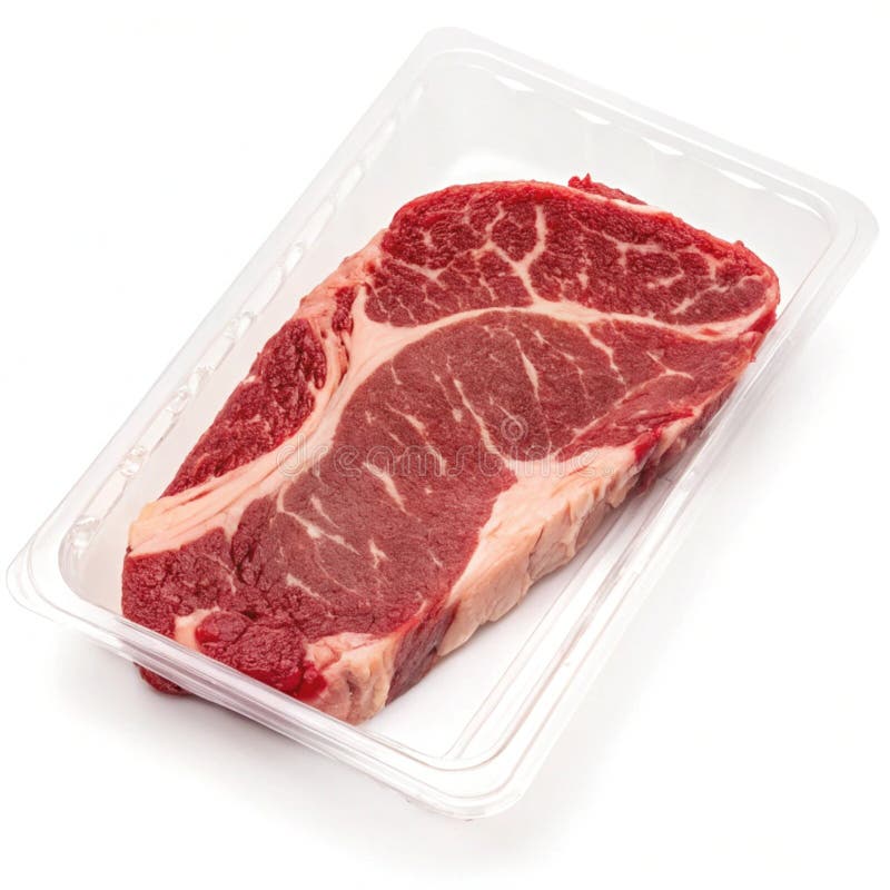 Raw Steak in Package Isolated on White Stock Illustration ...