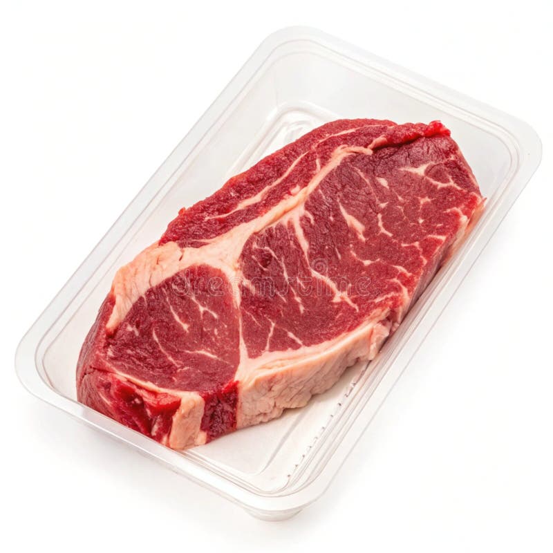 Raw Steak in Packaging Isolated on White Background Stock Illustration ...
