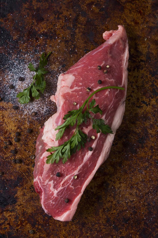 Raw Steak Top View with Parsley Leaves Stock Photo - Image of fresh ...