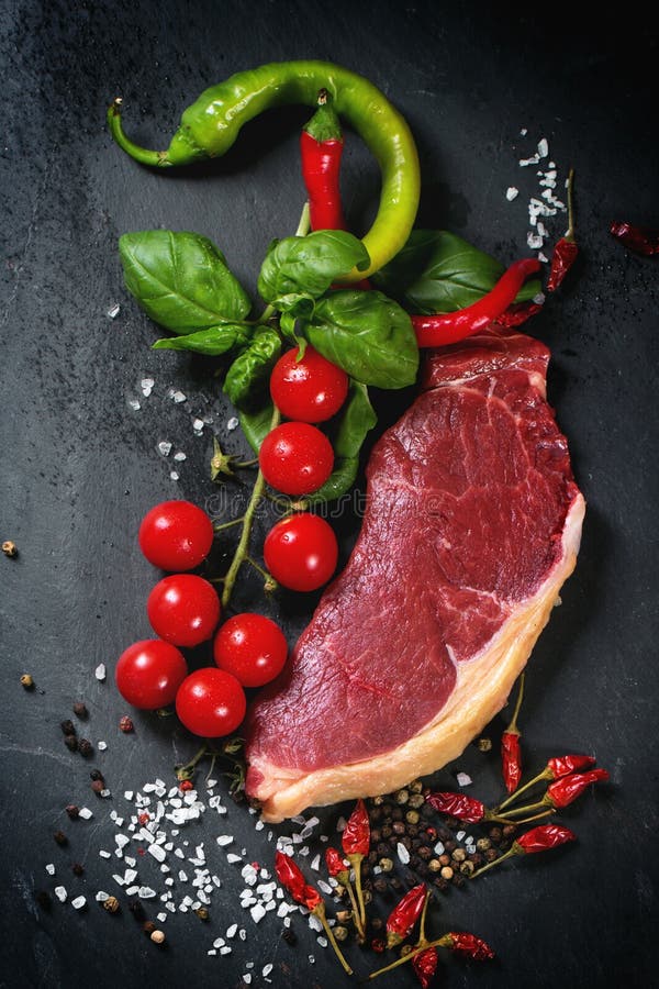 Raw steak with vegetables stock photo. Image of fresh - 45122736