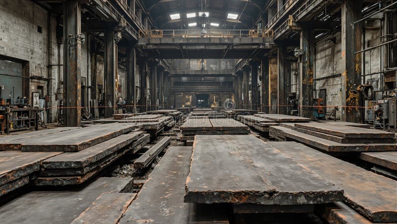 Raw Steel Slabs Stacked in Industrial Steel Mill Setting Stock ...