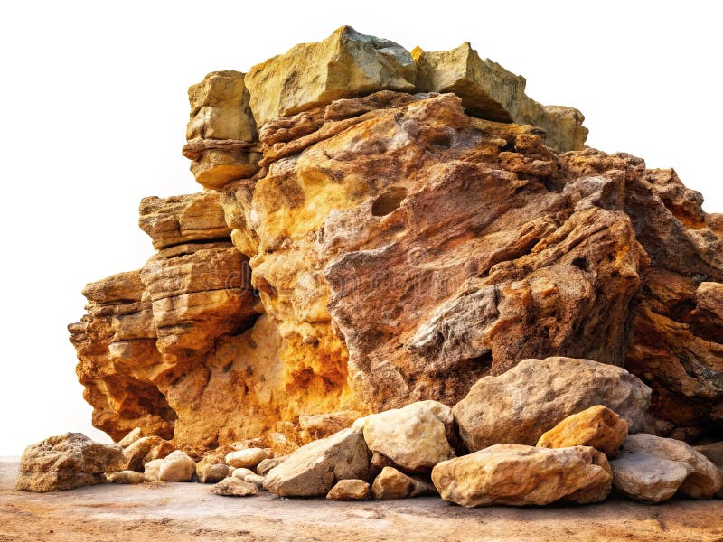 Raw Stone Border Rugged Rock Formation Isolated on White Background for ...