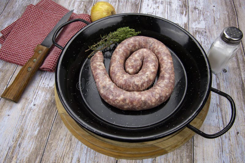 Raw Strasbourg Sausage in a Pan Stock Image - Image of chipolatas ...