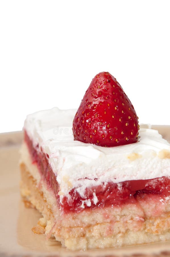Raw Strawberries with Strawbery Cake on the Plate Stock Image - Image ...