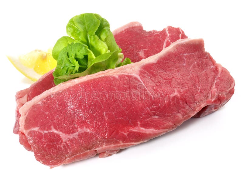 Raw Striploin - Beef Steaks Isolated on White Background Stock Image ...