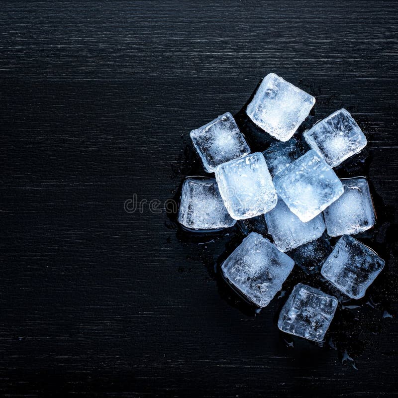 Raw Style Ice Cubes Scattered on Solid Dark Gray Background Stock ...